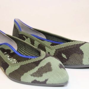 Rothy's | Shoes | Rothys The Point Olive Camo Knit Pointy Toe Ballet ...